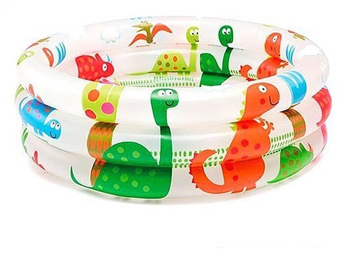 Детский надувной бассейн INTEX, с надувным дном, 61*22 см "Динозавры" 28 л, от 1 до 3 лет
