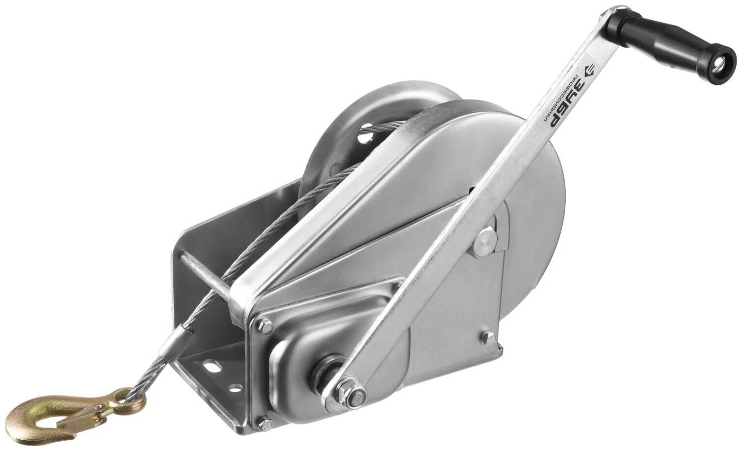 Лебедка ручная барабанная ЗУБР "Профессионал", подъемная, тросовая, 1.3т, 8м, 43117-1.3