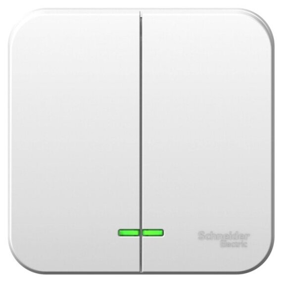 Выключатель Systeme Electric (schneider Electric) SCHNEIDER ELECTRIC BLANCA 2-клавишный (cх.5) с подсв, Изол. ПЛ, 6А, 250B, белый