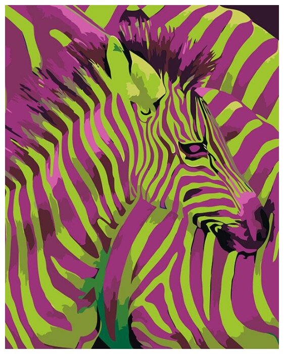 Картина по номерам ЖПН на холсте с подрамником "Зебры поп-арт", Раскраска 40х50 см, Поп Арт Зебра Животные