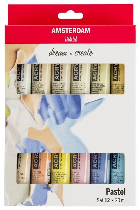 Royal Talens Набор акриловых красок Amsterdam Standard Pastel 12 туб по 20мл в картонной упаковке