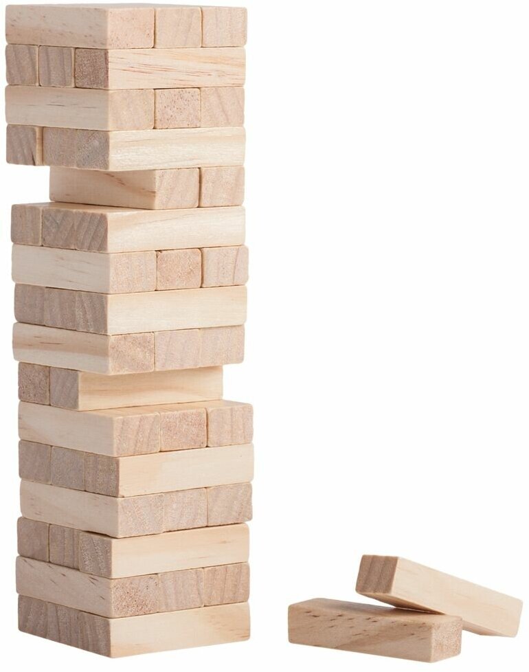 Игра «Деревянная башня мини», неокрашенная, коробка: 18,5x5,5x5,5 см; брусок: 4,8х1,6х1,1 см, дерево, сосна