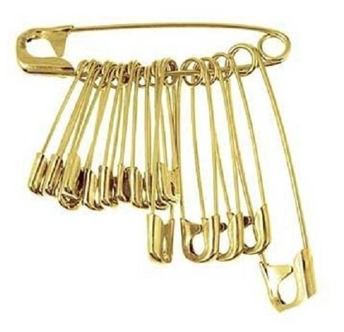 Булавка ШвейЮгТорг стальная английская ассорти 3,6 см; 3,2 см; 2,8 см ( 72 связки по 12 шт ) золото