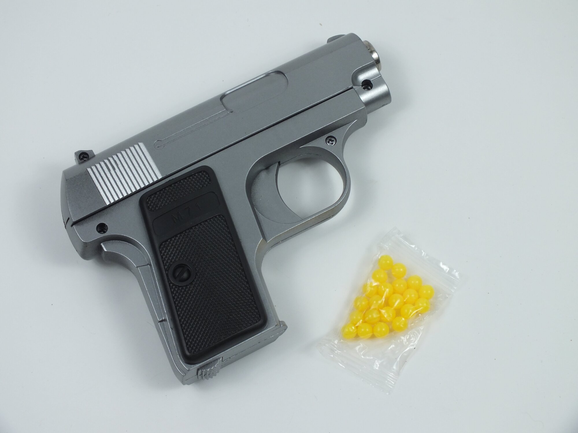 Игрушечный пистолет, с пульками, пневматический, военный, черный, серебристый