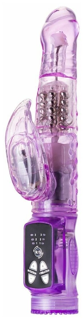 Фиолетовый вибратор High-Tech fantasy с клиторальным лепестком - 21 см.