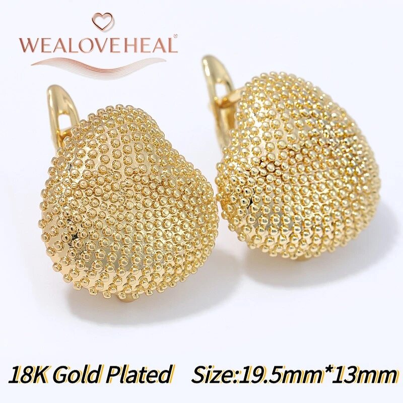 WEALOVEHEAL Латунные двухцветные сердечные швензы для сережек Желтый, 18K Gold Plated