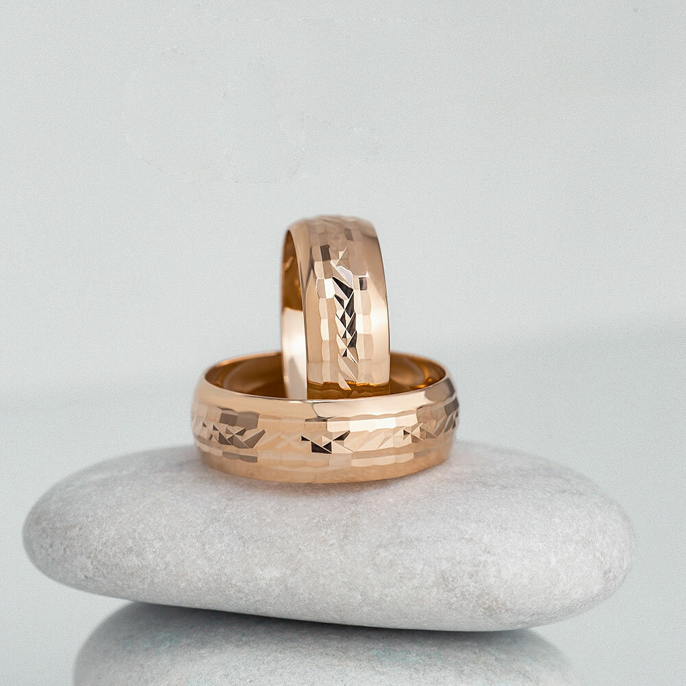 Кольцо обручальное, красное золото, 585 проба