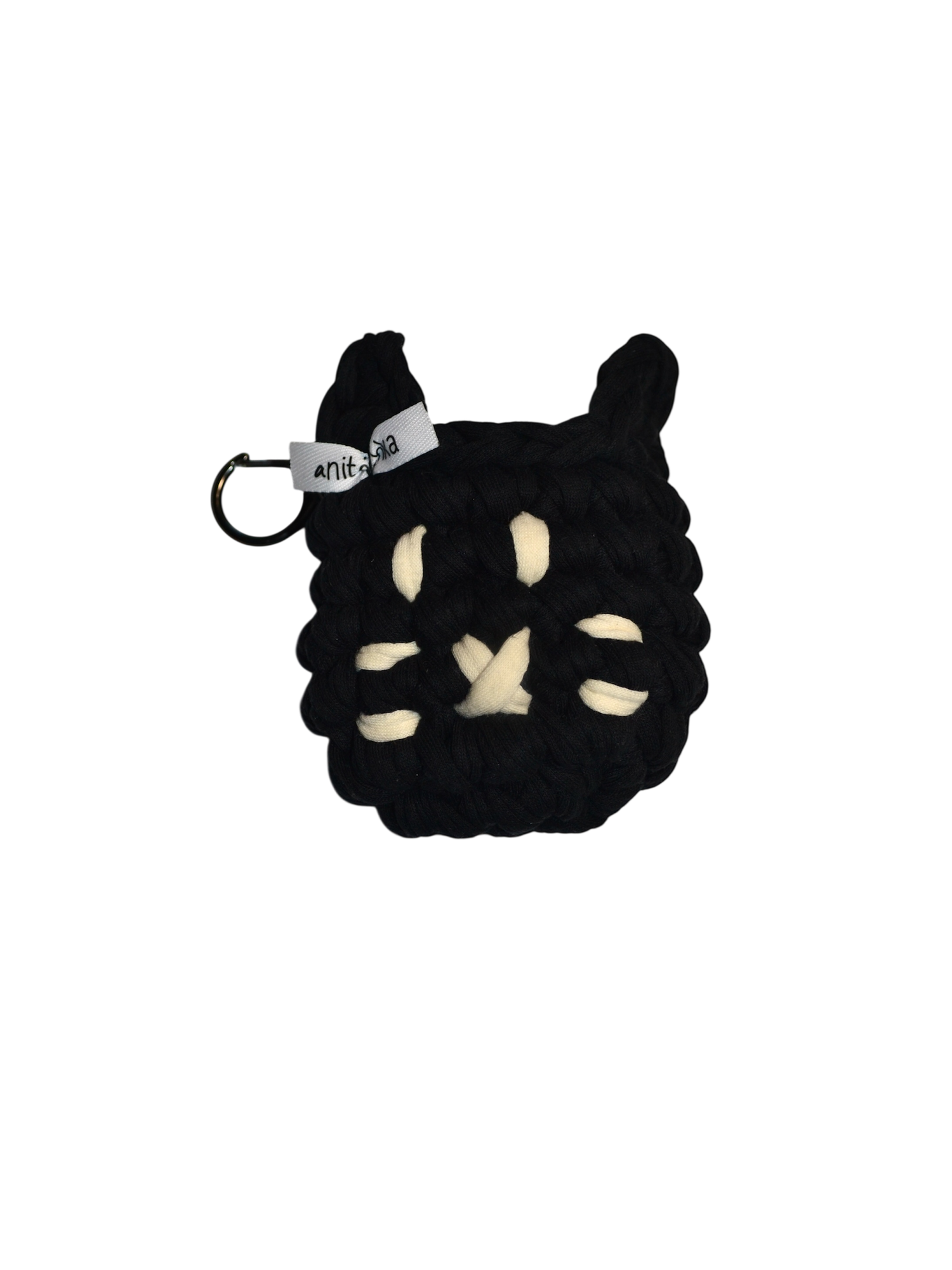 Чехол для наушников, Котик, anitochka.shop, с карабином, чёрный