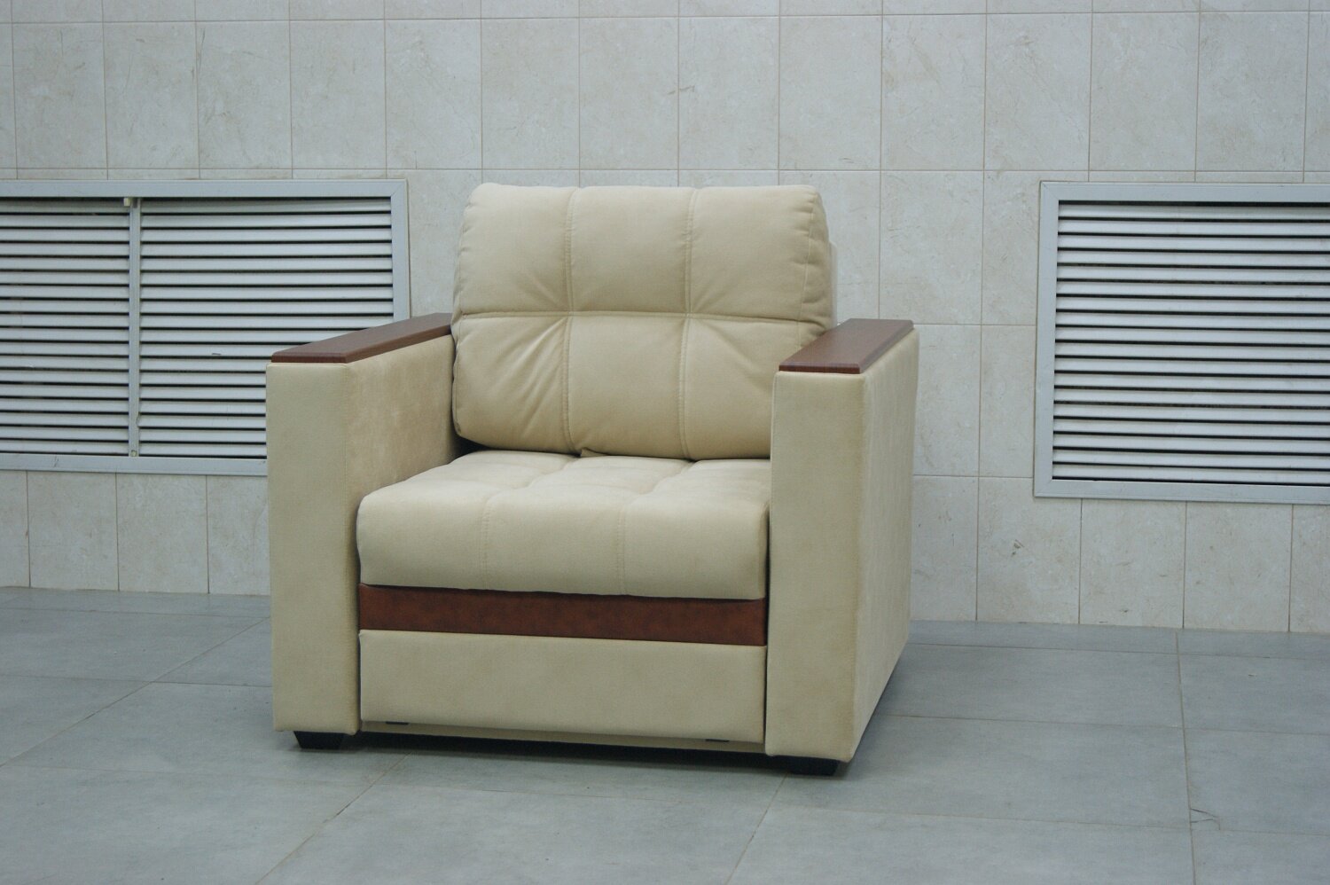 Кресло-кровать Атланта 65 Бежевый Мазерати 05, 92х91х88 см, с ящиком для белья