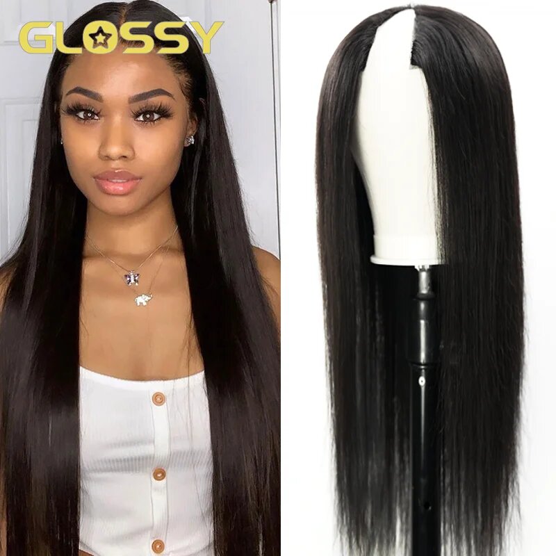 GLOSSY 34" прямой парик U Part, 24" длина, 250 плотность
