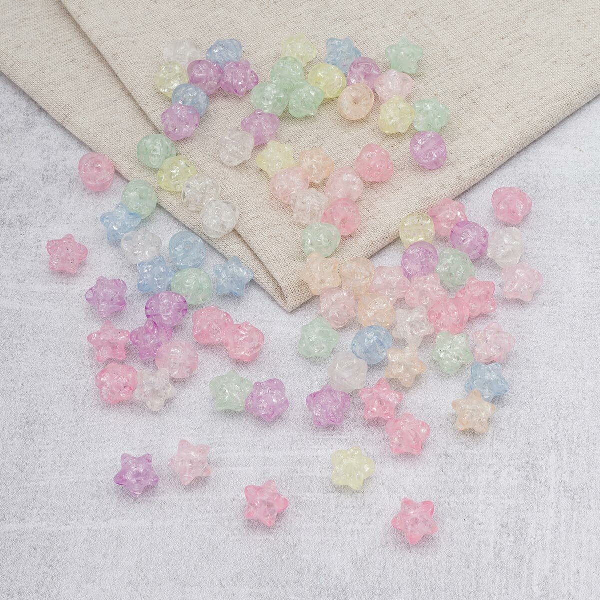 Бусины для рукоделия Кракле Звезда, диаметр 11 мм, акрил, цвет микс, 50 г