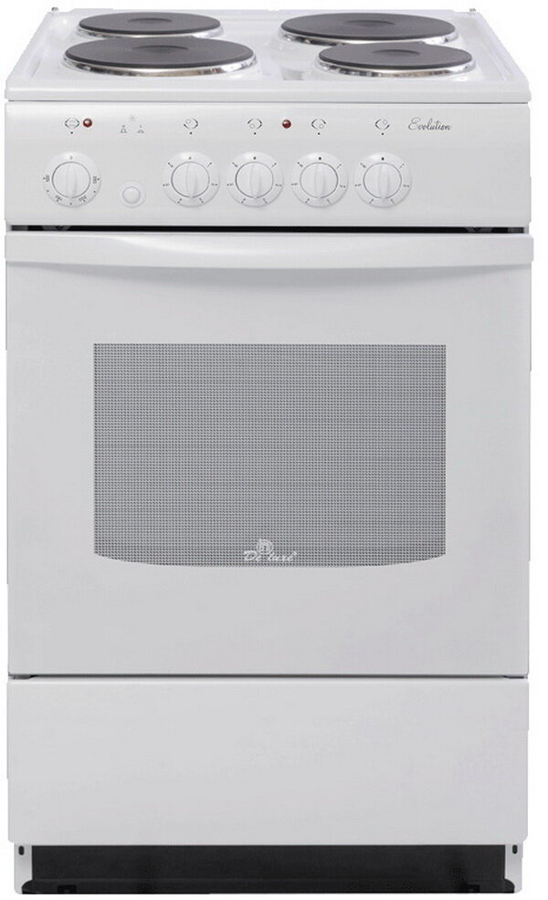 Электроплита De luxe 5004.12 э 50 см, 4 конфорки, белый
