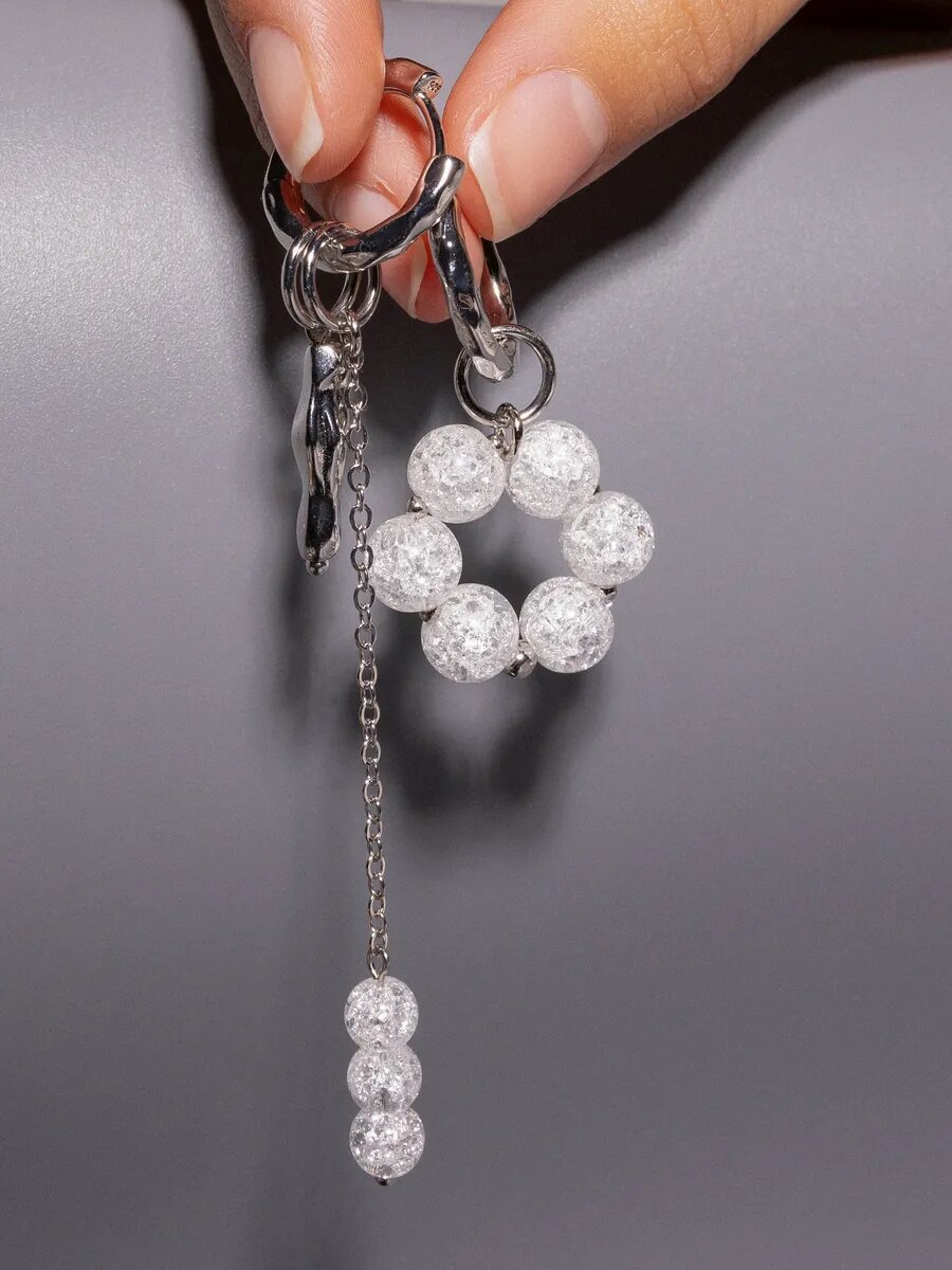 Серьги непарные, гематит