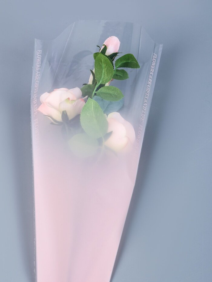 Пакет конус для цветов, «Переход», 30+9.5×45 см, розовый