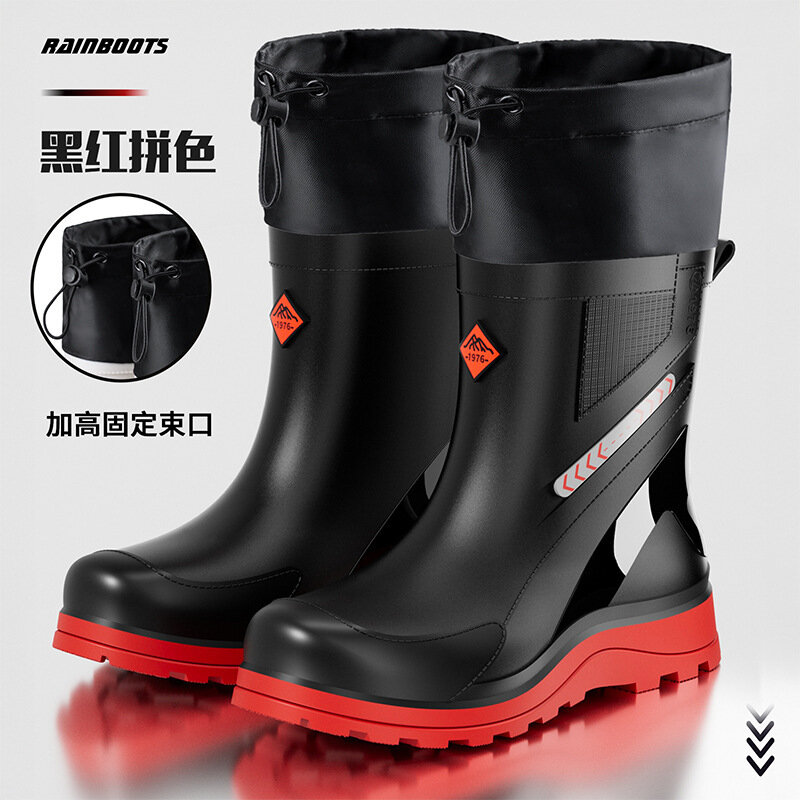 Мужские модные резиновые сапоги, удобные, универсальные ботинки на мягкой подошве для рыбалки на открытом воздухе, нескользящие кухонные ботинки, водонепроницаемые ботинки для мытья автомобилей. Размер обуви. EU:39