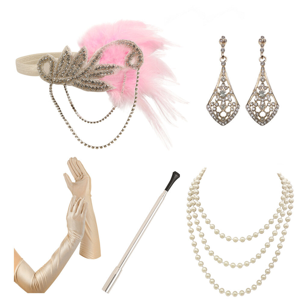 Женский головной убор для маскарада в стиле 1920-х годов, повязка на голову с перьями в стиле флаппер, аксессуар для вечеринки в стиле Гэтсби.