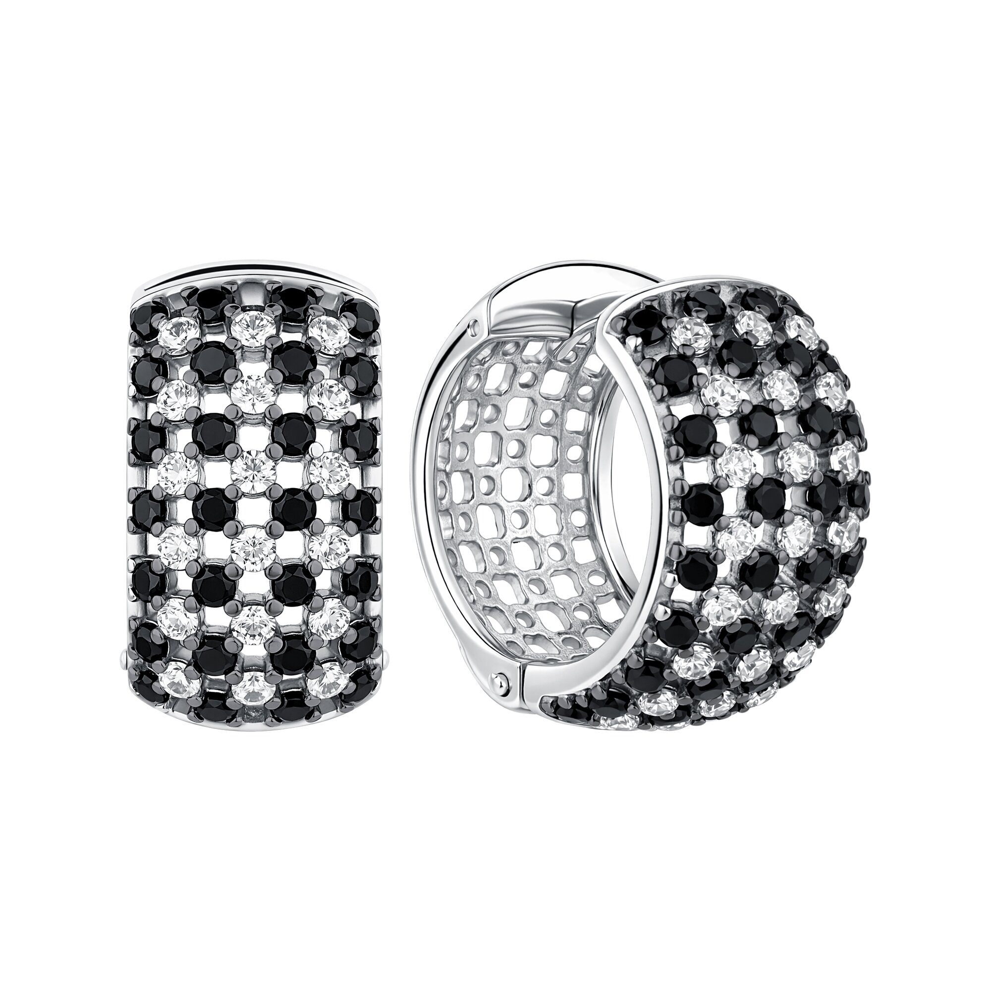 Серьги, серебро, 925 проба, родирование, шпинель, фианит