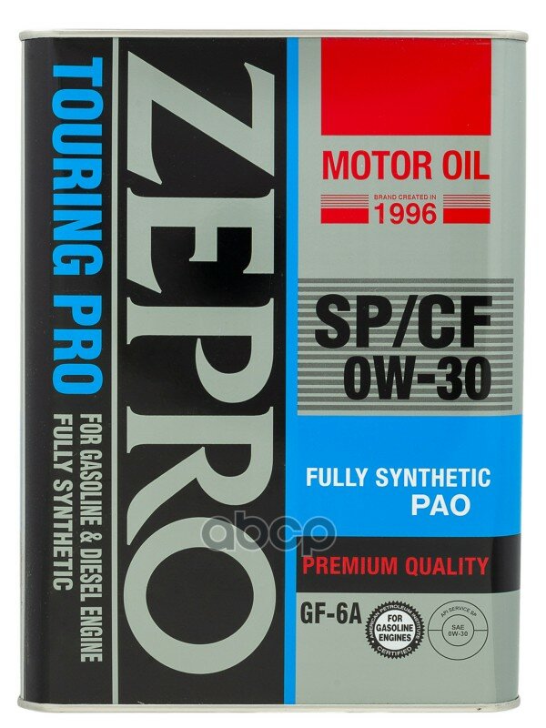 ZEPRO Масло моторное синтетическое 4л - 0W-30 ZEPRO TOURING PRO FS SP, CF, GF-6A