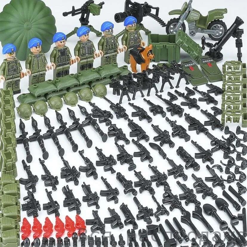 Военные человечки спецназ десант Набор солдатиков 6 десантников с парашютом и снаряжением