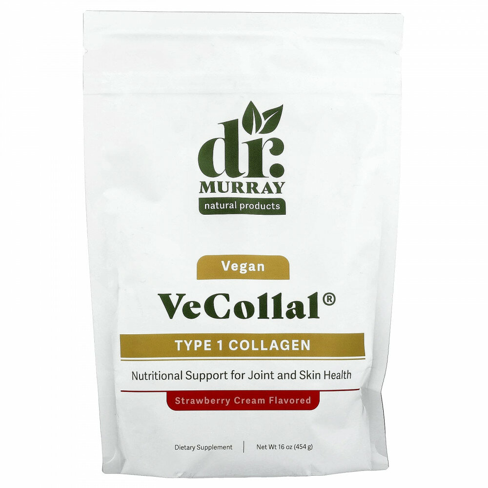 Dr. Murray's, VeCollal®, веганский коллаген типа 1, клубничный крем, 454 г (16 унций)