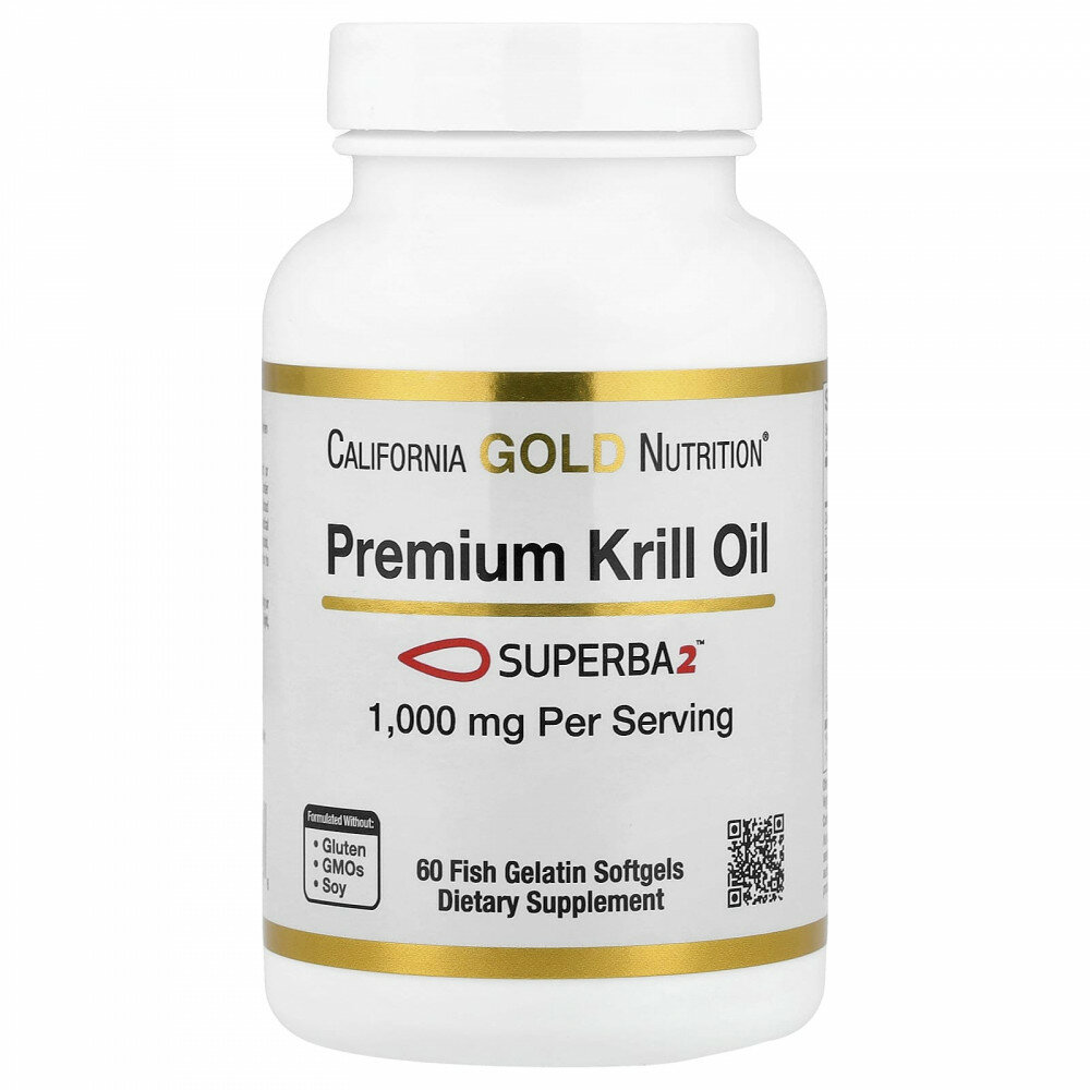 California Gold Nutrition, масло криля премиального качества с Superba2™, 1000 мг, 60 капсул