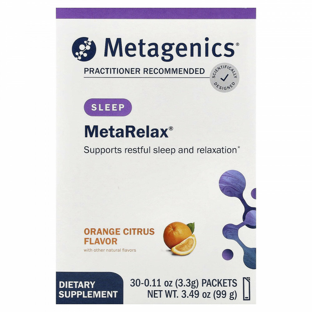 Metagenics, MetaRelax®, со вкусом апельсина и цитруса, 30 пакетиков по 3,3 г (0,11 унции)