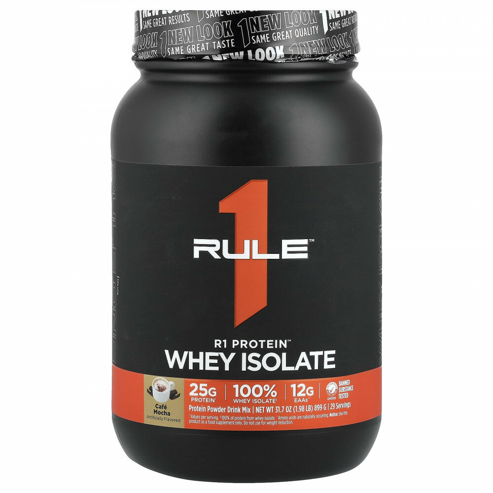 Rule One Proteins, R1 Protein™, сывороточный изолят, со вкусом кофе мокко, 899 кг (1,98 фунта)