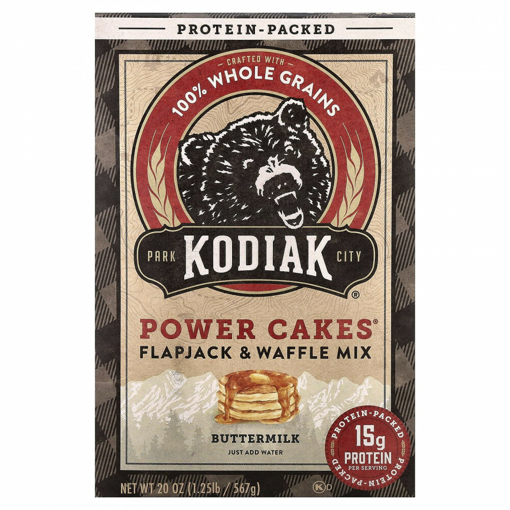 Kodiak Cakes, Power Cakes®, смесь для лепешек и вафель, пахта, 567 г (20 унций)
