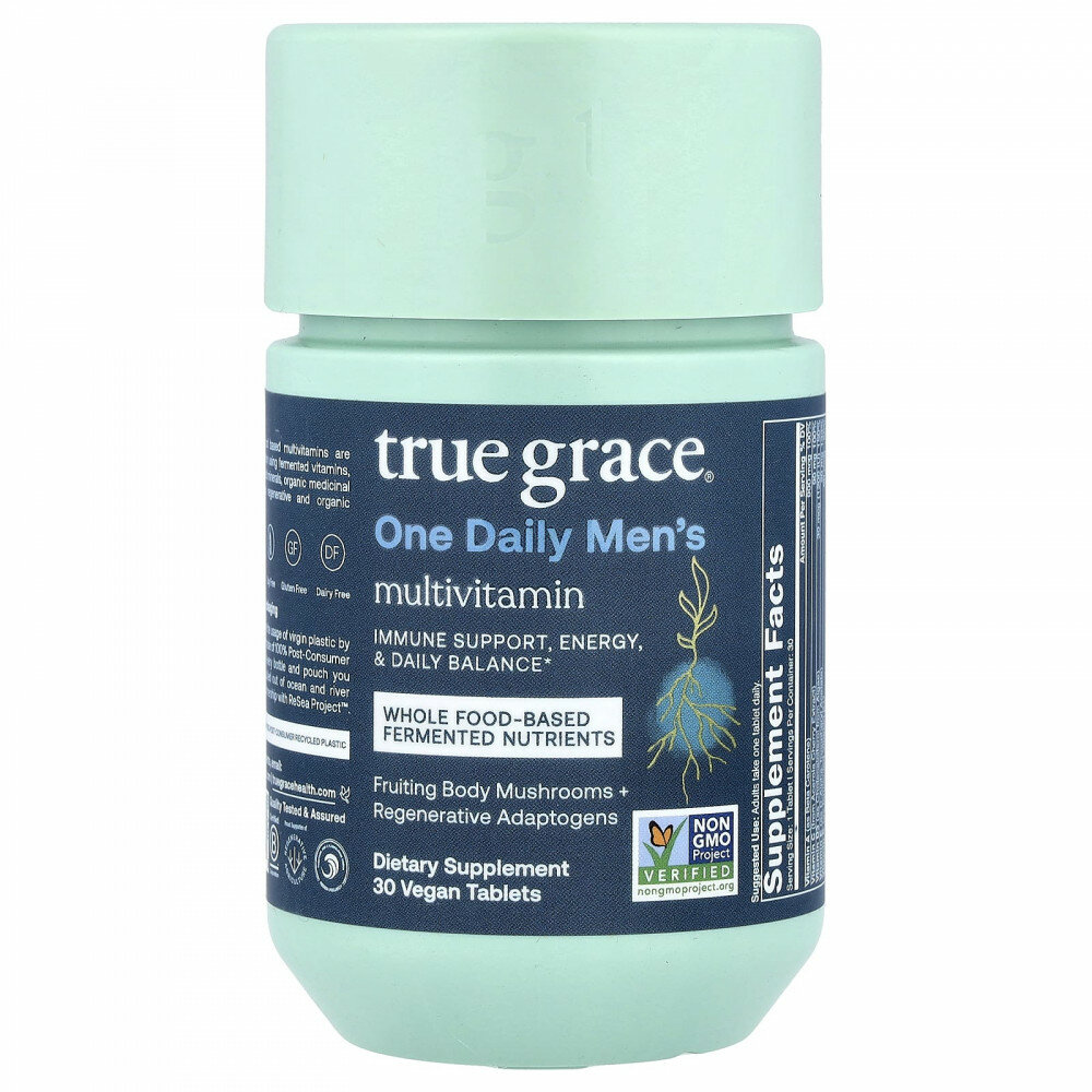 True Grace, One Daily Men's Multivitamin, мультивитамины для мужчин, 30 веганских таблеток