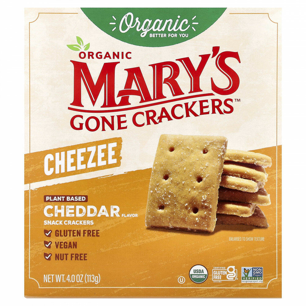 Mary's Gone Crackers, органические крекеры-снеки, со вкусом чеддера, 113 г (4 унции)