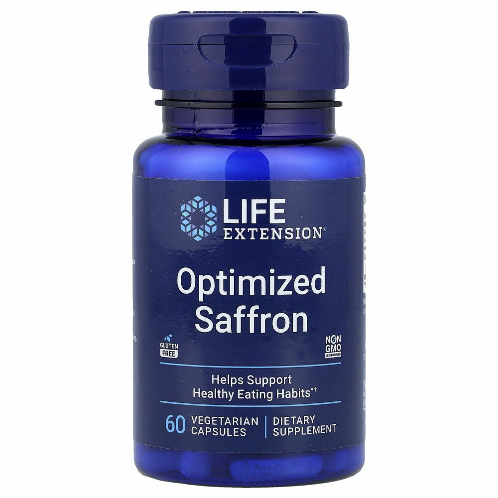 Life Extension, оптимизированный шафран, 60 вегетарианских капсул (78 мг в 1 капсуле)