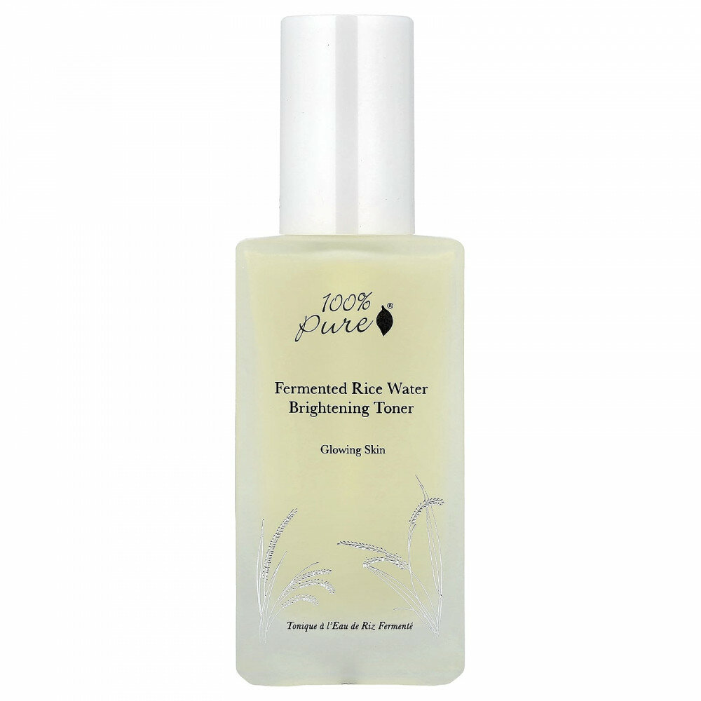 100% PURE, Осветляющий тоник с ферментированной рисовой водой, 100 мл (3,3 жидк. Унции)