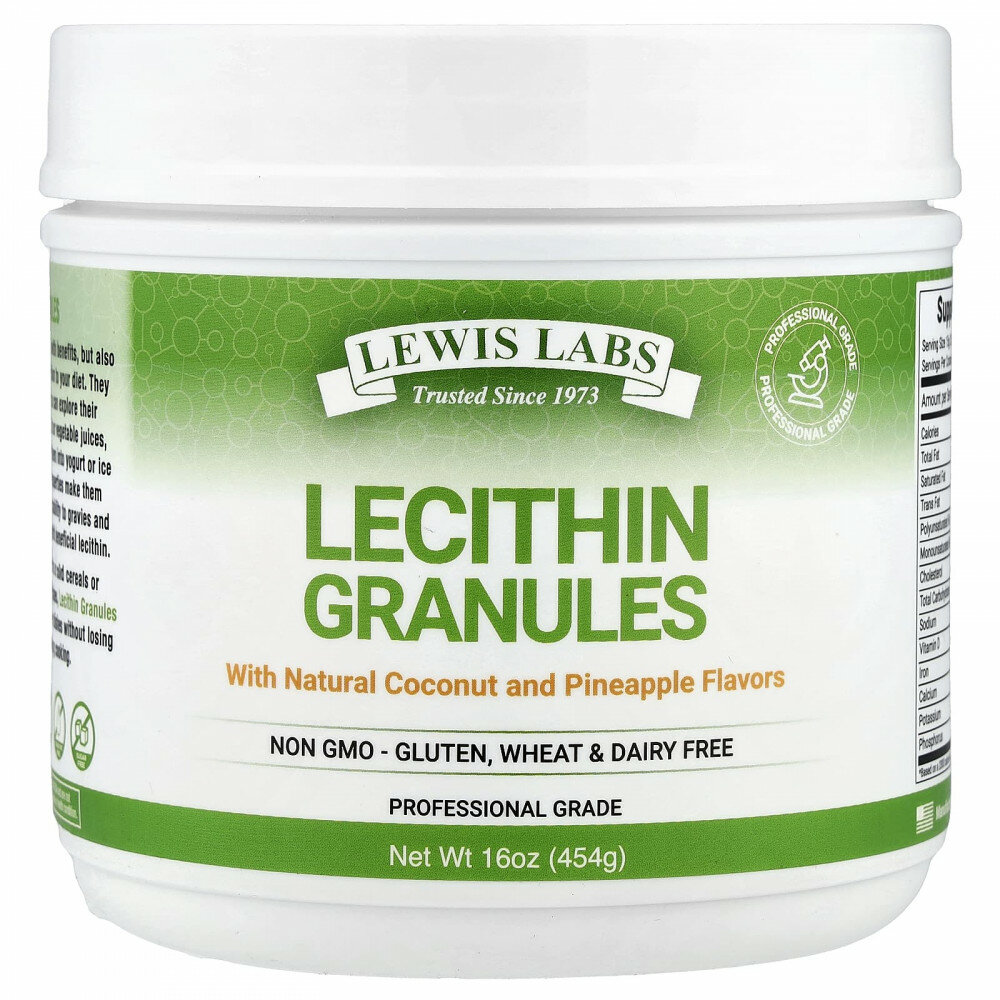 Lewis Labs, Lecithin Granules, Natural Coconut and Pineapple, 16 oz (454 g)