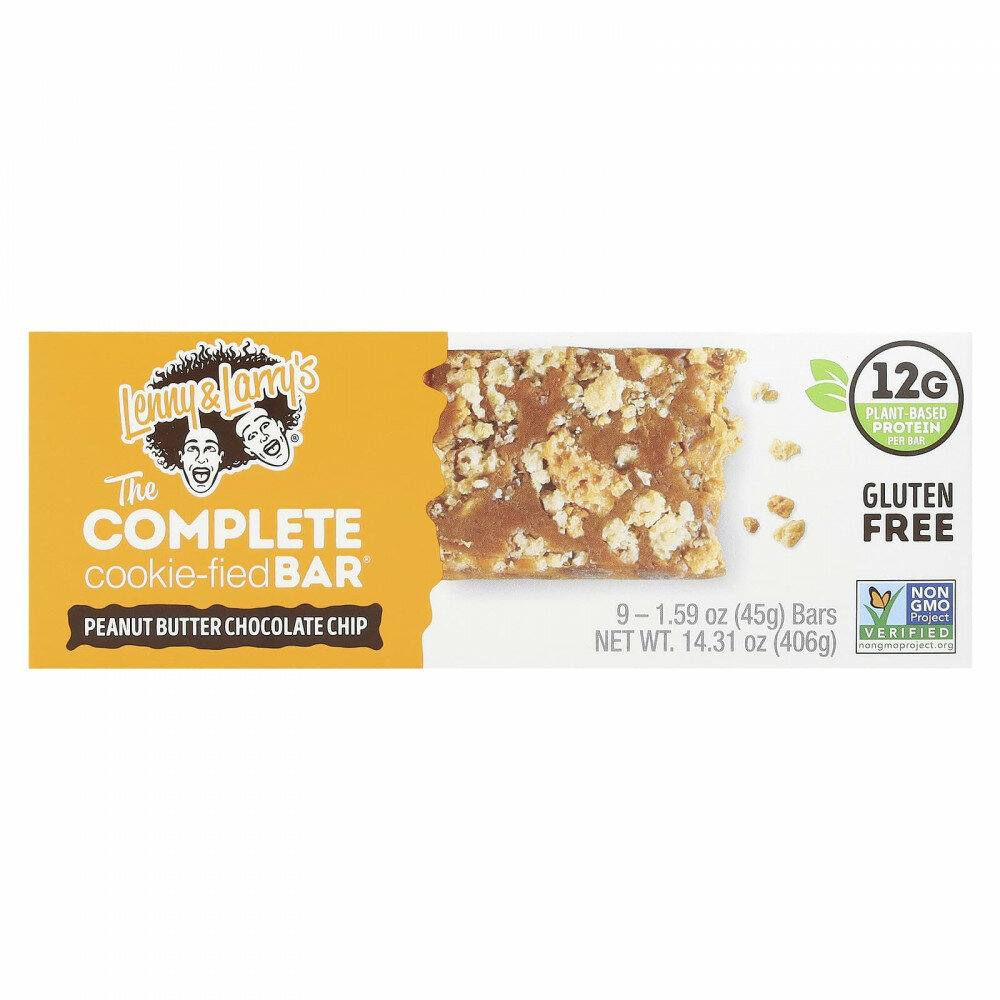 Lenny & Larry's, The Complete Cookie-fied Bar, арахисовая паста и шоколадная крошка, 9 батончиков, 45 г (1,59 унции)