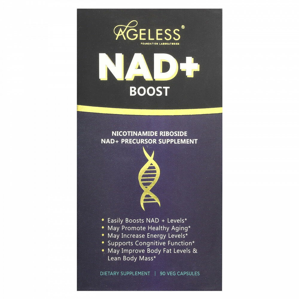 Ageless Foundation Laboratories, NAD + Boost`` 90 растительных капсул