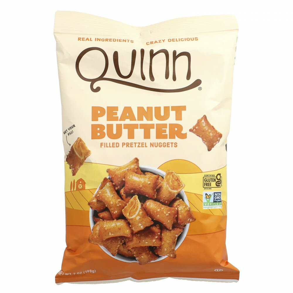 Quinn Snacks, крендели с начинкой, с арахисовой пастой, 198 г (7 унций)