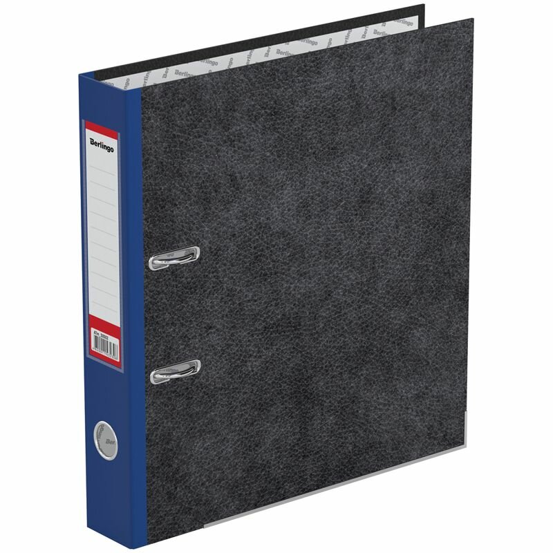 Папка-регистратор 50мм. BERLINGO "Standard" мрамор, с карм, нижний метал. кант, синяя ATm_50502