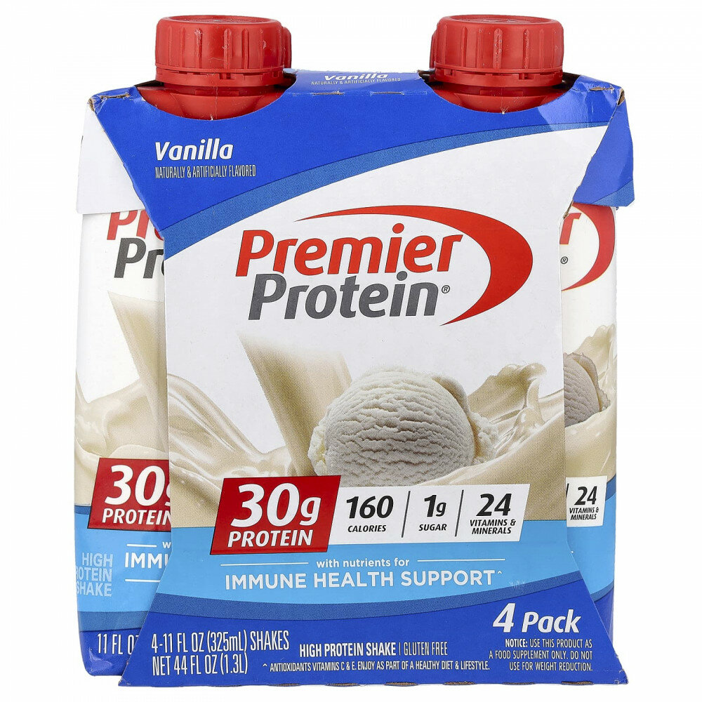 Premier Protein, высокопротеиновый коктейль, ванильный вкус, 4 шт. по 325 мл (11 жидк. унций)