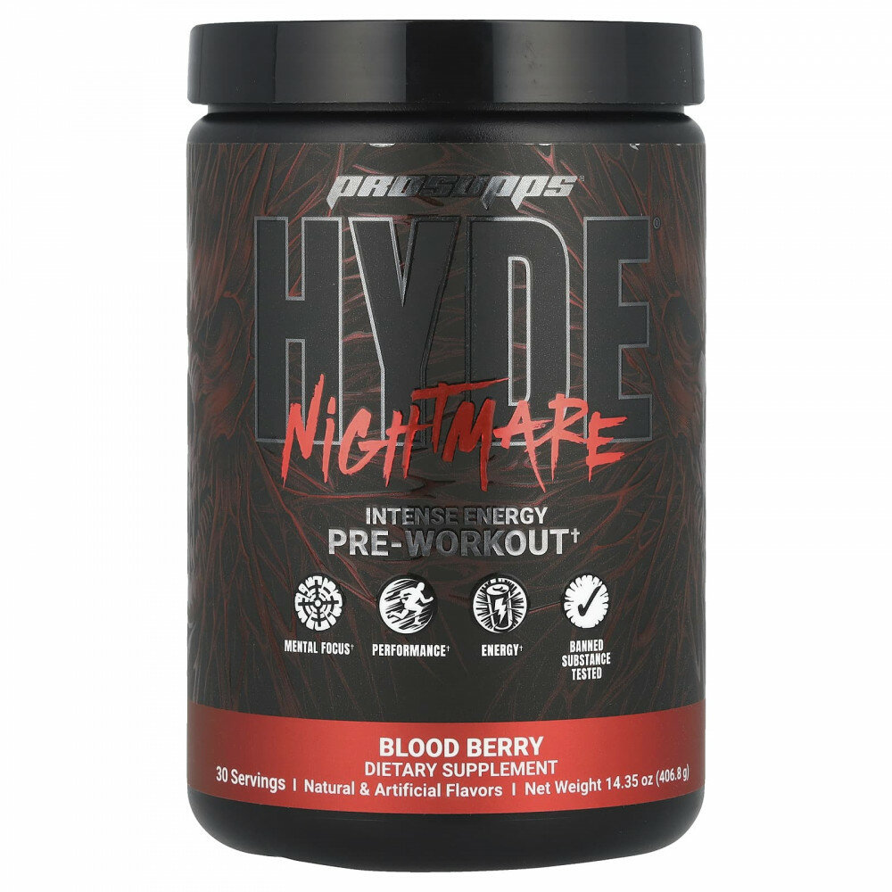 ProSupps, HYDE® Nightmare, интенсивная энергия перед тренировкой, кровавая ягода, 406,8 г (14,35 унции)
