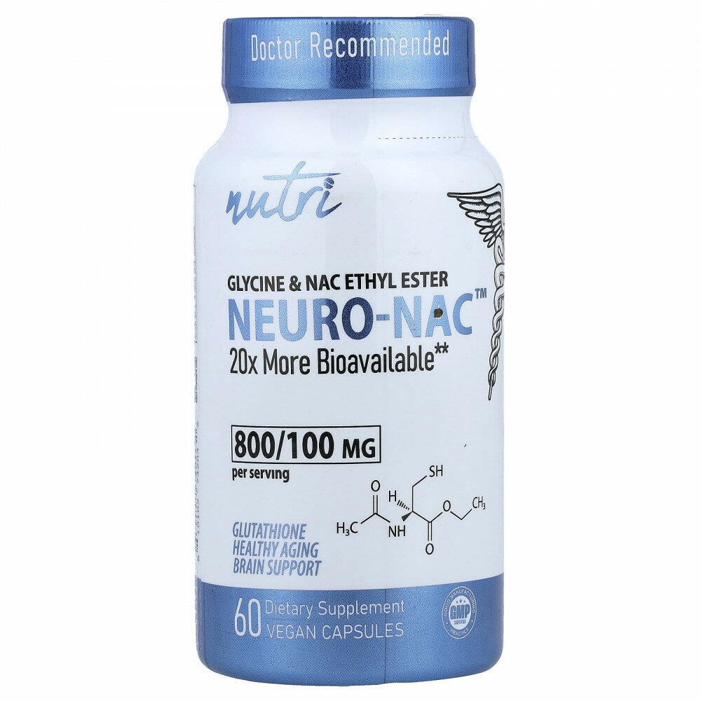 Nutri, NEURO-NAC ™, этиловый эфир глицина и NAC, 60 веганских капсул