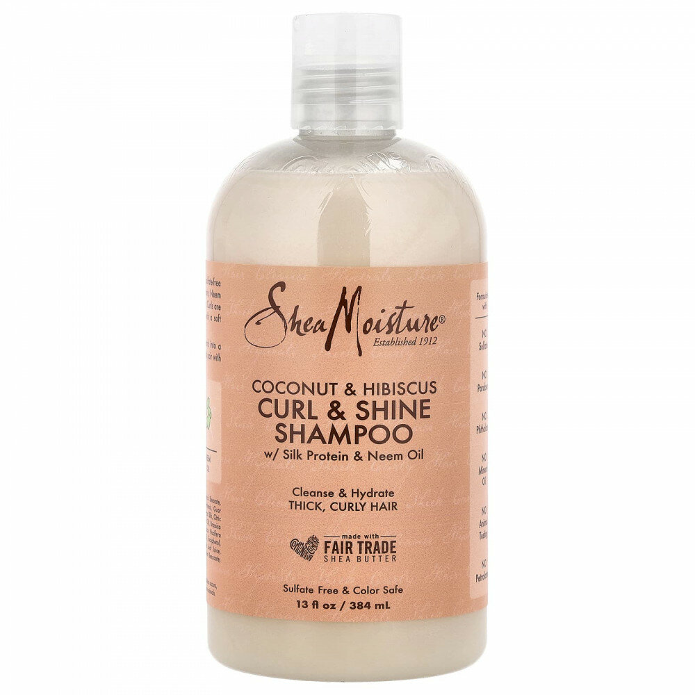 SheaMoisture, шампунь для придания блеска кучерявым волосам, кокос и гибискус, для густых кучерявых волос, 384 мл (13 жидк. унций)