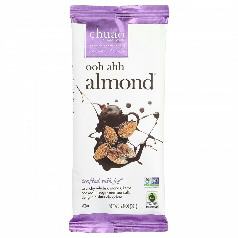 Chuao Chocolatier, Ohh Ohh Almond™, темный шоколад, 80 г (2,8 унции)