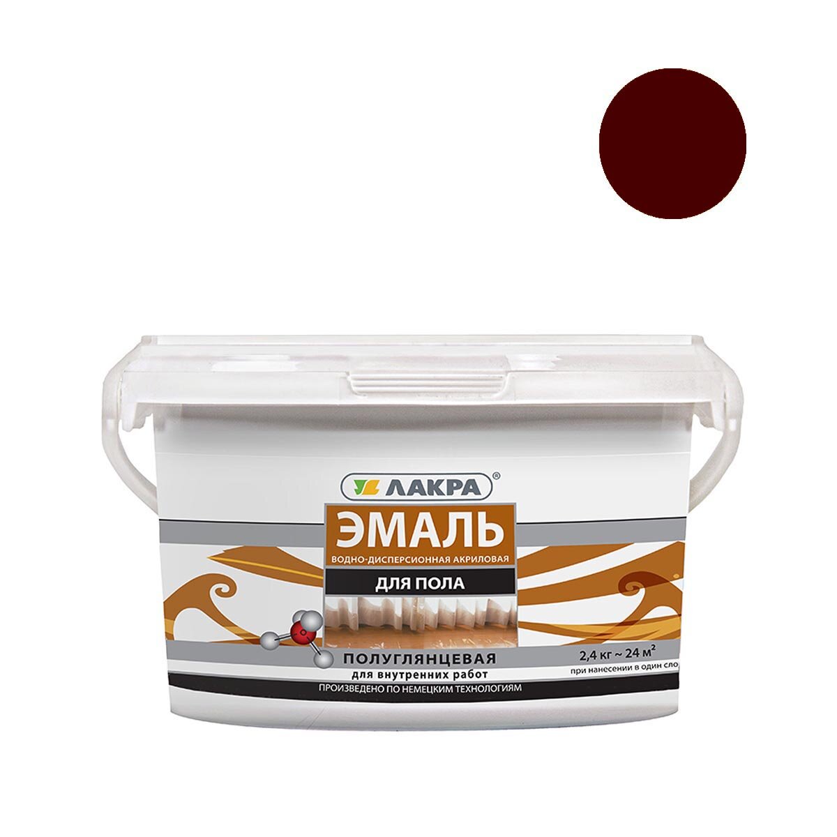 Эмаль Лакра акриловая для пола, красно-коричневая, вес 2.4 кг