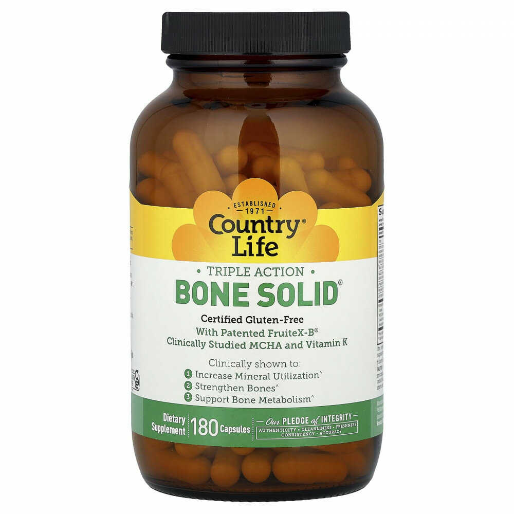 Country Life, Triple Action Bone Solid®, 180 капсул — фото 1