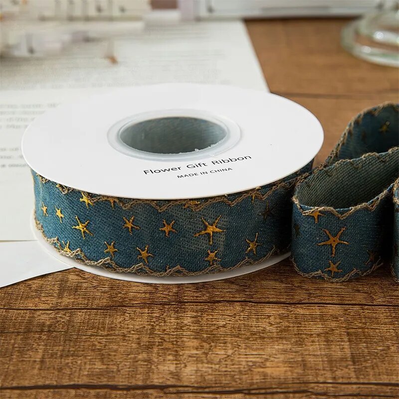 Джинсовая лента "Звёздочки",2.5 см*10 ярд