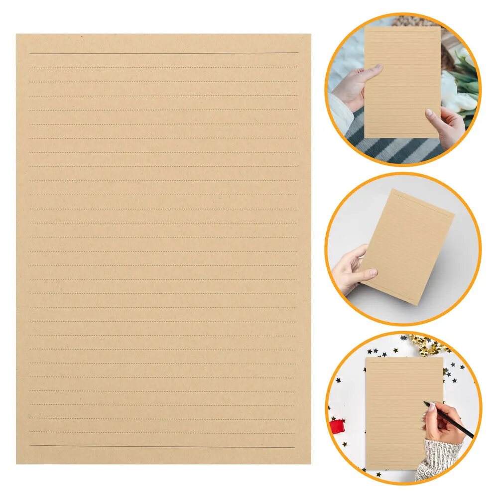 Линованная Крафтовая Бумага Для Письма, Множество Применений От Поздравлений До Поэзии, 50 Листов 25X17.5X0.01 Cm