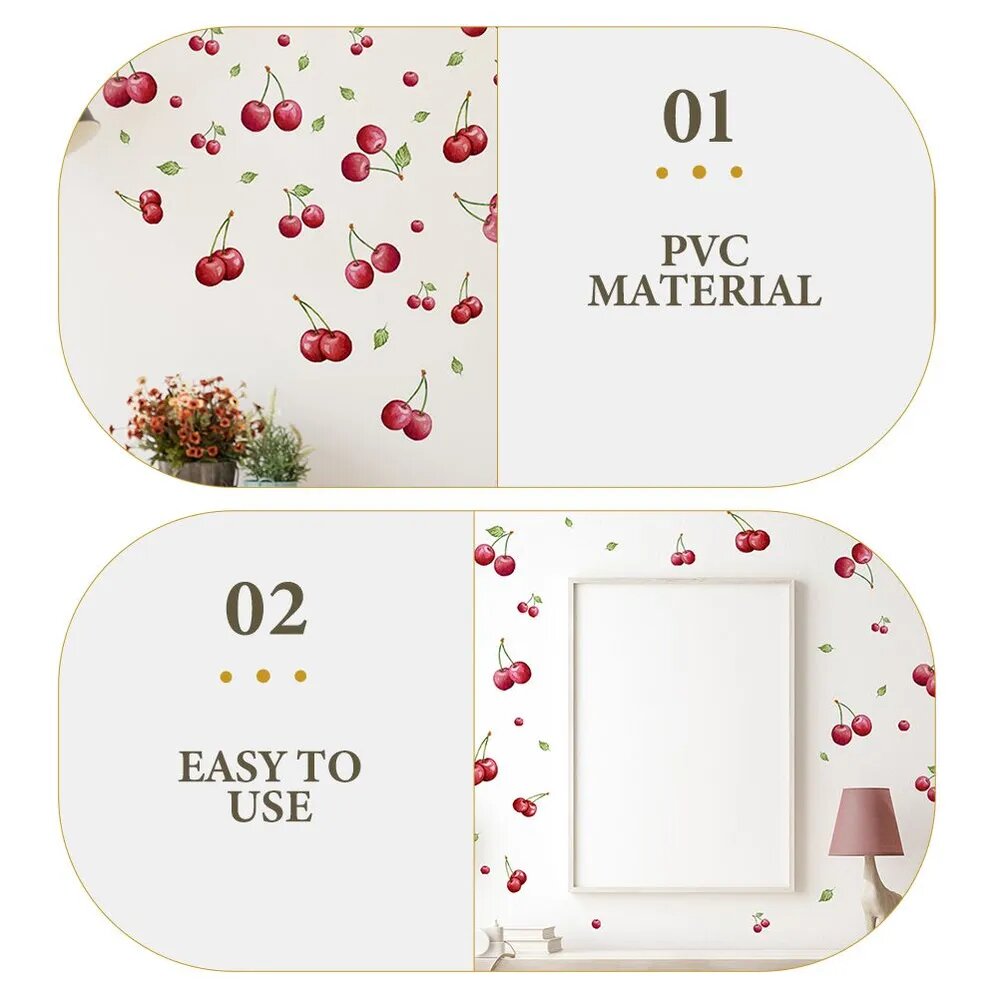 Набор виниловых самоклеящихся настенных наклеек в виде вишни из пвх для декора комнаты