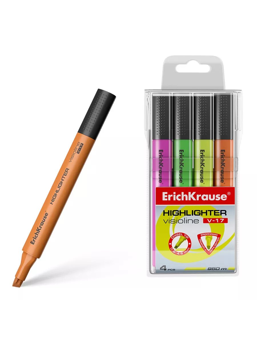 Набор из 4 текстмаркеров Visioline V-17 Neon