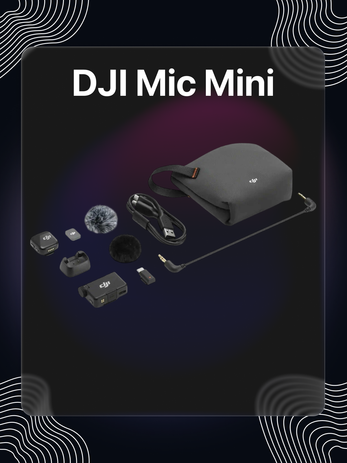 Беспроводной петличный микрофон для мобильного устройства DJI Mic Mini, (1 TX + 1 RX), Черный | Black