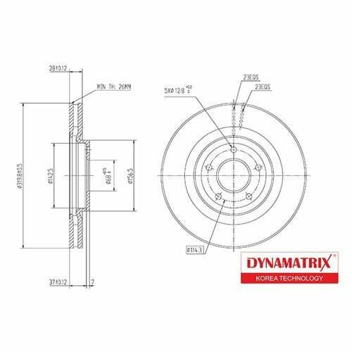 Диск тормозной Dynamatrix-Korea DBD1724 для Nissan Qashqai I; Opel Insignia; Renault Koleos I